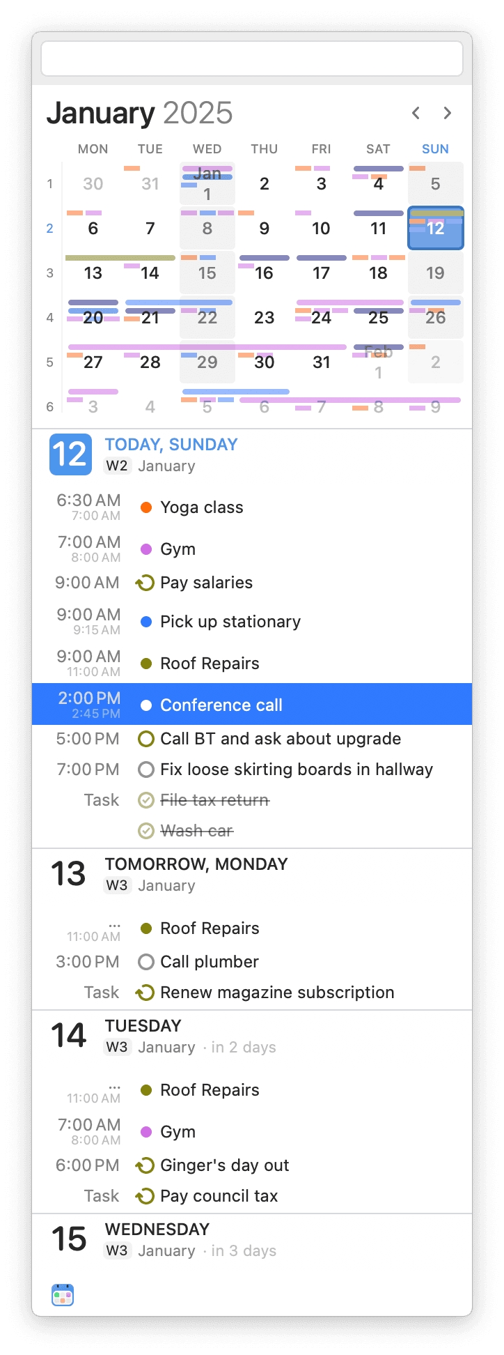 BusyCal Menu App | BusyCal & BusyContacts