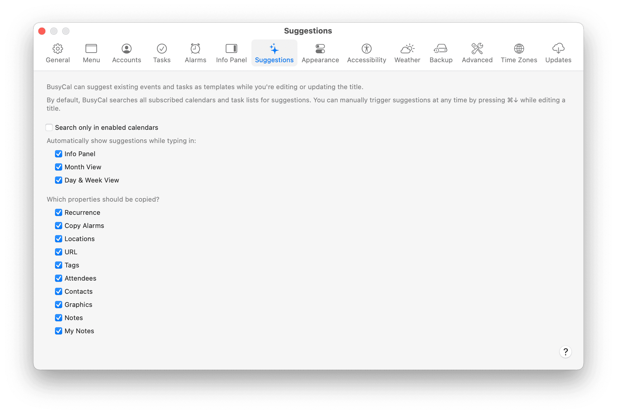 Suggestions as Templates | BusyCal & BusyContacts
